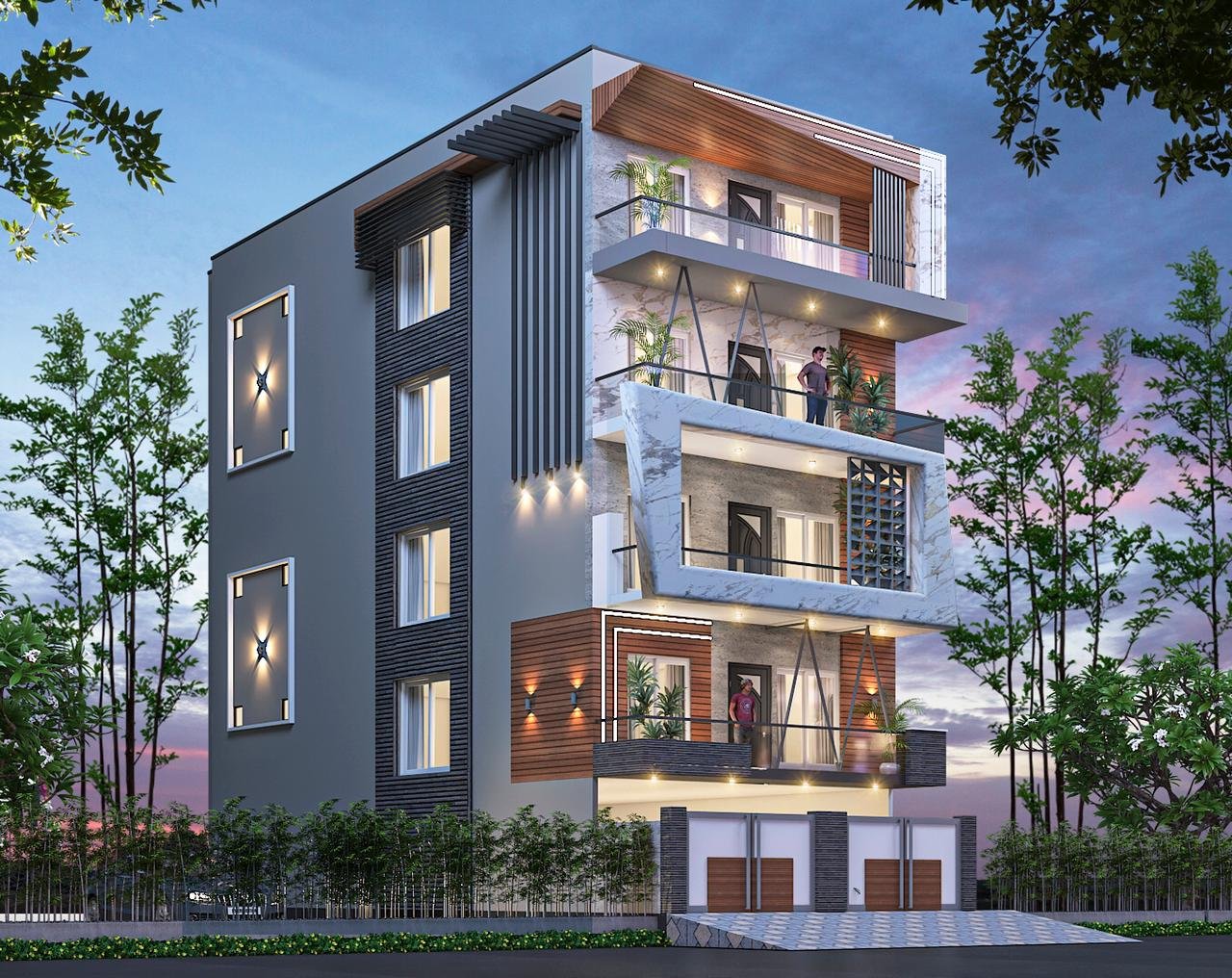 MODERN ELEVATION DESIGN STILT 4 FLOOR RESIDENTIAL BUILDING Impressive MODERN ELEVATION DESIGN STILT 4 FLOOR RESIDENTIAL BUILDING Impressive